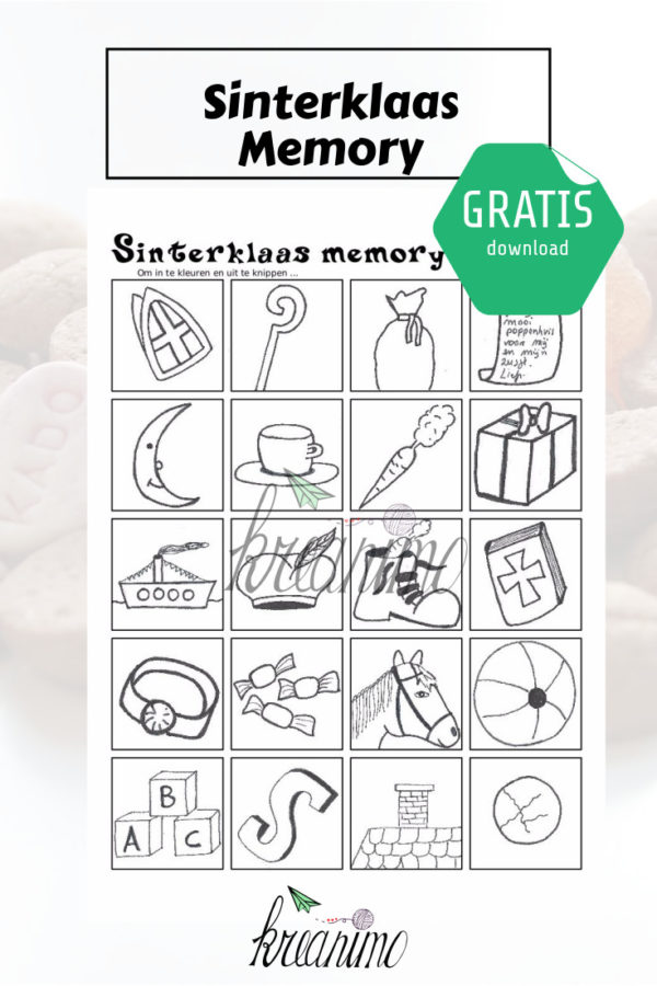 Sinterklaas Memory om in te kleuren en uit te knippen. - Kreanimo