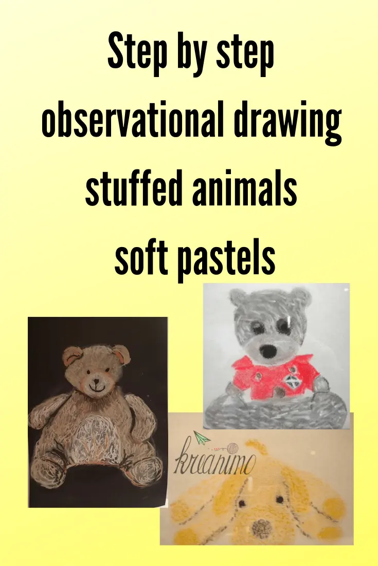 Stuffed animal drawings in soft pastel - art project - Kreanimo